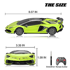 Lamborghini Remote Control Car 2.4Ghz, AEROQUEST Officially Licensed 1:24 Lambo SVJ Electric Sport Racing Hobby Toy Car for 3 4 5 6+ Years Old Boys Grils Birthday Gift, Green