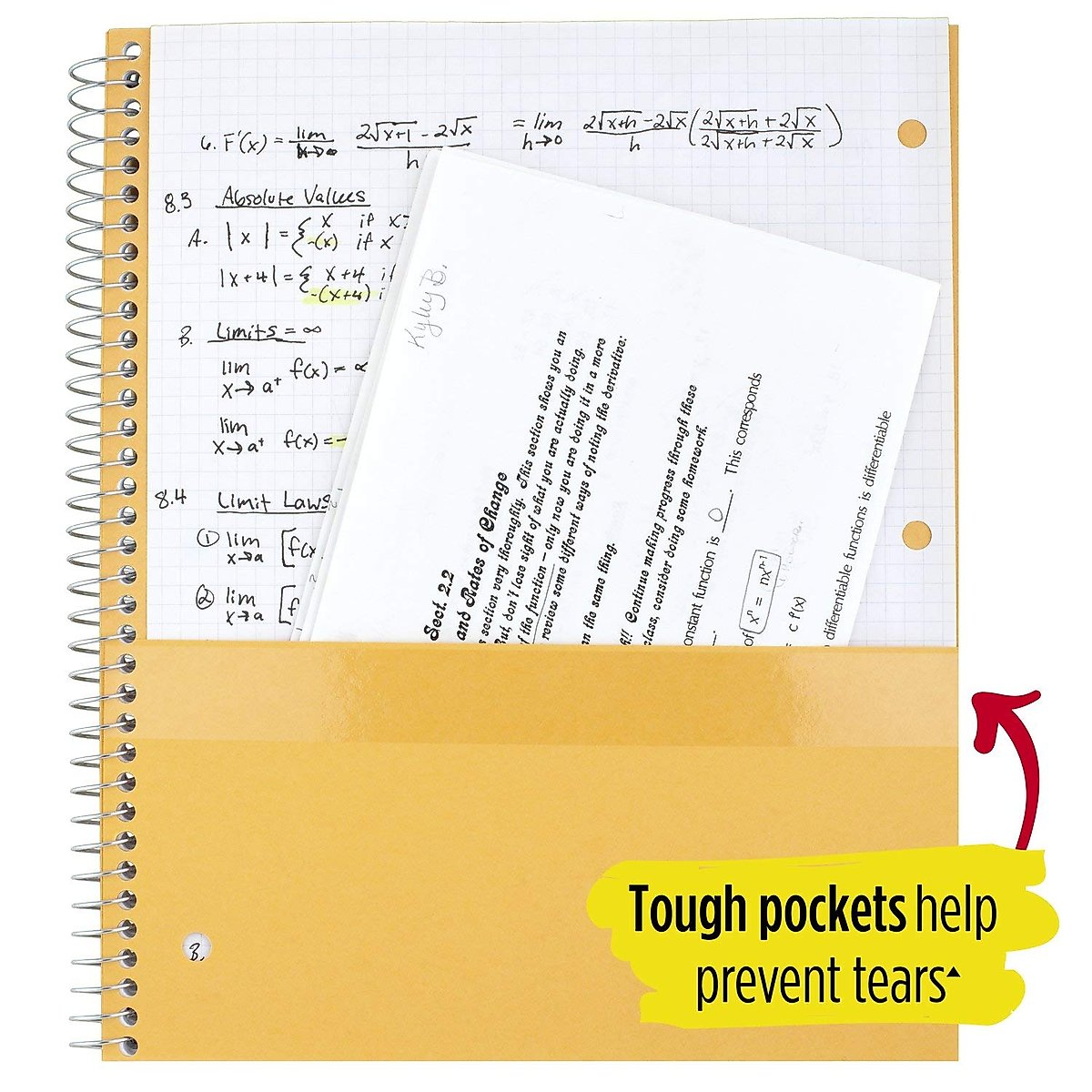 Five Star Spiral Notebook, 1 Subject, College Ruled Paper, 100 Sheets, 11" x 8-1/2" Sheet Size, Customizable Cover, Color Selected For You, 1 Count (08230)