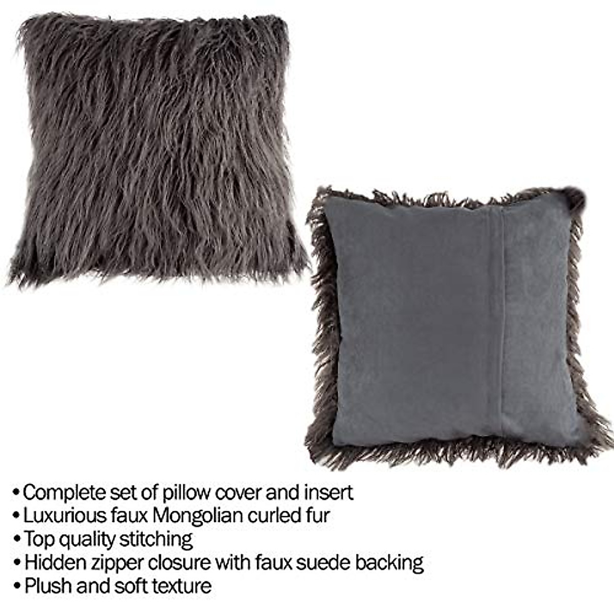 Lavish Home 80-PFM-3 Pillow, 18", Gray