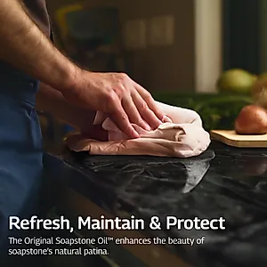 The Original Soapstone Oil ™ - Food Safe Blend of Natural Oils Soapstone - Kitchen Countertop Cutting Board Finish Wax - Organic Safe Less Frequent Oiling (4 oz)