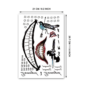 Halloween Temporary Tattoos, 3-Sheet Large Fake Tattoo Stickers for Women Halloween Costume Cosplay