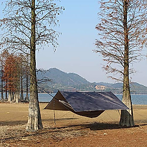 Hammock Rain Fly Tent Tarp Provides Effective Protection Against Rain, Snow. 32ft Long Ridgeline. Big 9.8x9.5ft Durable, Waterproof 210D Oxford. 6 Reflective Guy Lines, 2 Stuff Sacks. Easy Assembly