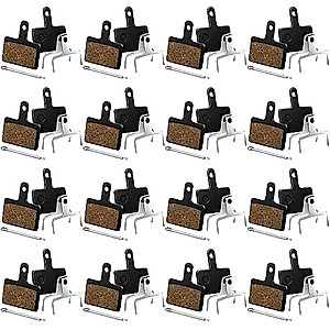BBTO 16 Pairs Bike Brake Pads Disc Brake Pads with Installation Tools Bicycle Brake Pads for Ebike Mountain Bike (Resin Semi Metallic)