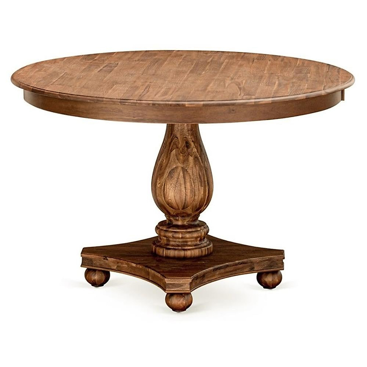 East West Furniture FE2-0N-TP Ferris Modern Dining Table - a Round Kitchen Table Top with Pedestal Base, 48x48 Inch, Sandblasting Antique Walnut