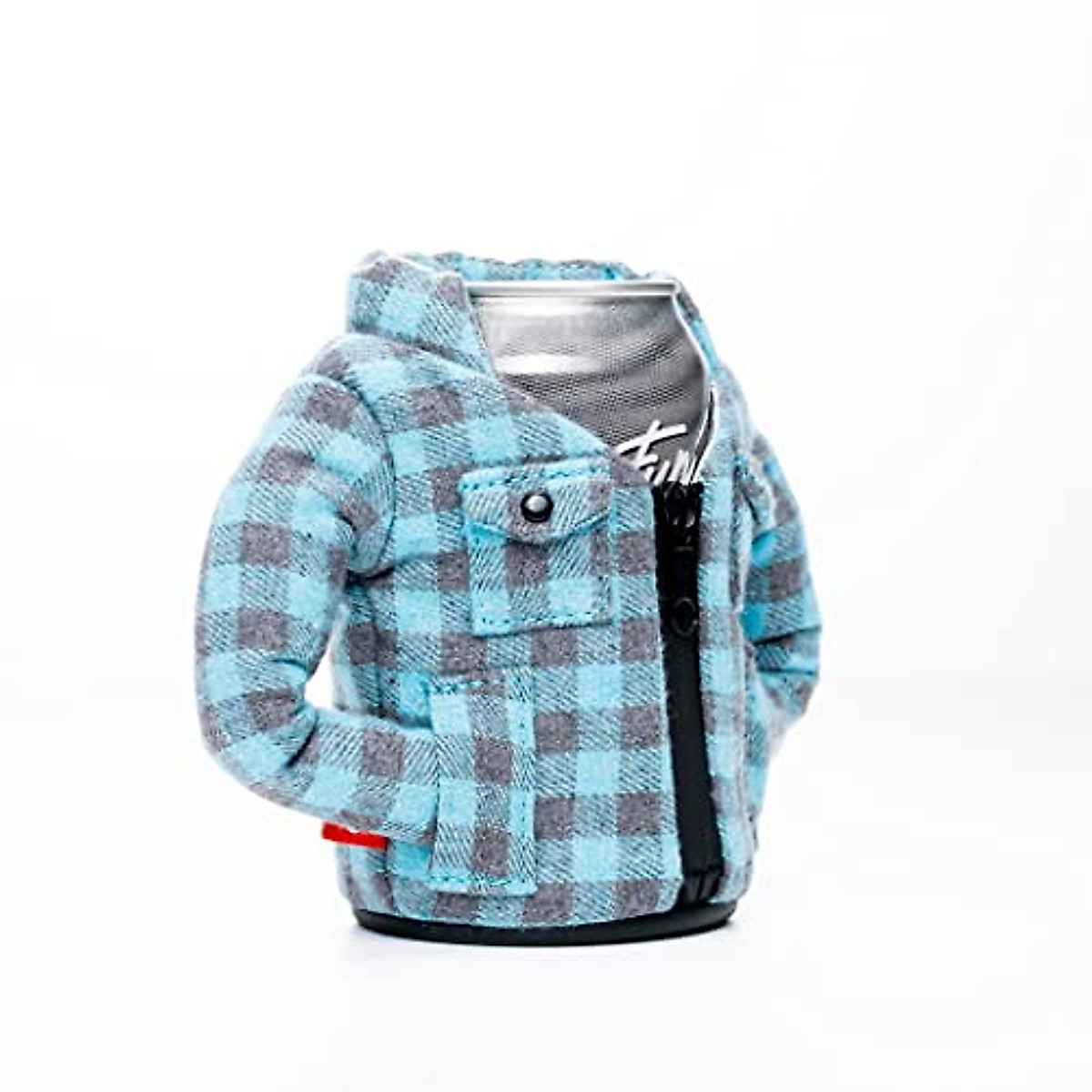 Puffin - The Lumber Jack Beverage Flannel, Insulated Can Cooler, Crater Blue