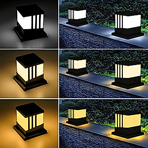 LINQELLY Solar Post Cap Light, 4x4 5x5 6x6 Solar Post Cap Outdoor, IP65 Waterproof Fence Deck Post Cap Lights Solar Powered 3 Modes Solar Post Light for Deck Garden Patio Fence 2 Pack