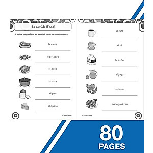 Carson Dellosa Skill Builders Grades K–5 Spanish Workbook for Kids, Spanish Vocabulary Builder for Kids Ages 5-11, Kindergarten―5th Grade Workbook, Learn Spanish Numbers, Alphabet, Vocabulary & More