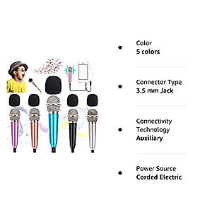 5Pcs Mini Microphone Mini Karaoke Microphone for Voice Recording, Portable Microphone Chatting and Singing Compatible with Smartphone iPhone, iPad, Laptop