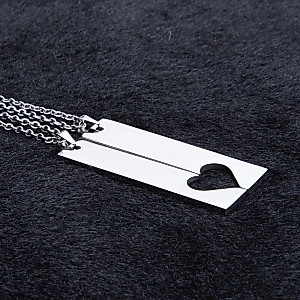 Fanery Sue 2PC Personalized Name Necklace Custom Engraved Matching Heart Puzzles Pendant Anniversary for Couples Best Friends