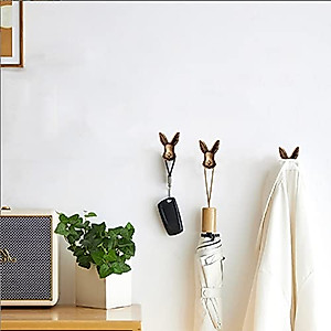 LB-LAIBA Rabbit Coat Hooks, Animal Wall Hook, Decorative Wall Hooks Rack Hangers for Hanging Hats Jacket Bags Closets Towels Keys Scarf Home Kitchen Wall Hangers 4 Pieces