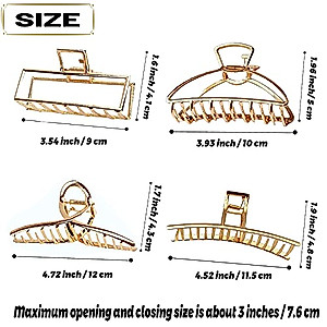 4.7 Inch Large Gold Metal Hair Accessories - 4PCS Big Non-Slip Claw Clips with Strong Jaws for Thick and Thin Hair, Cute Butterfly Fashion Accessory for Women & Girls