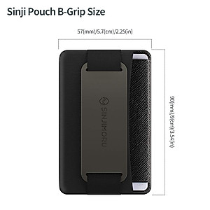 Sinjimoru Phone Grip Card Holder with Phone Stand, Secure Stick on Wallet for iPhone with Kicktand for Table. Sinji Pouch B-Grip Silicone Olive Grey