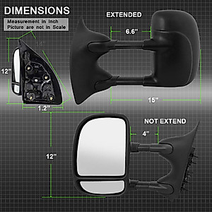 ACANII - Towing Telescoping MANUAL Non Heat Side Mirrors LEFT+RIGHT For 99-07 Ford F250~F550 Super Duty Superduty