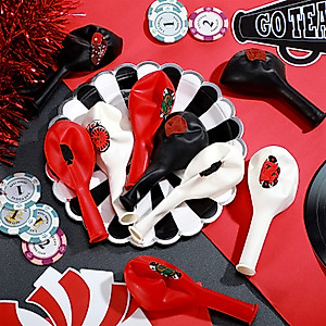 40 Pieces Casino Theme Party Decoration, Game Night Poker Card Latex Balloon Red Black Happy Birthday Carnival Balloon for Las Vegas Casino Night Party Supplies Indoor Outdoor Decor