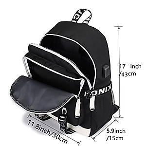 Luckbanjie 17'' Jujutsu Kaisen Cosplay Backpack with USB Charging Port, Anime JJK gojo satoru School Backpacks Bag Daypack for Women Men (B)