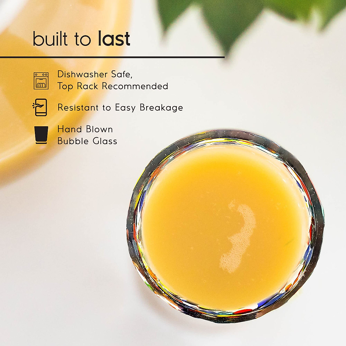 MexHandcraft Confetti Rocks 20 oz Tall Iced Tea Glasses, set of 6, Mexican Handmade Multicolor Glassware, Recycled Glass, Lead & Toxin Free (Tall Iced Tea)