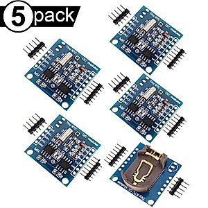 DAOKI 5Pcs RTC I2C Module Arduino I2C RTC DS1307 AT24C32 Real Time Clock Module 24C32 Memory High Precision for AVR ARM PIC SMD Compatible with Arduino with 60 Pin