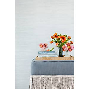 NuWallpaper x Social Social Whisper Blue Classic Faux Grasscloth Peel & Stick Wallpaper