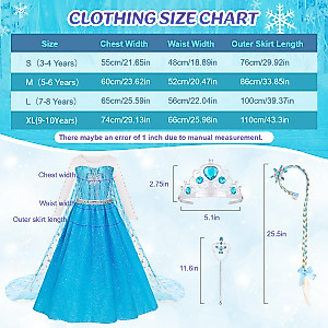 Meland Princess Dresses for Girls - Princess Costume with Long Cape for Girls Age 3-10 Year Old for Birthday Halloween Party