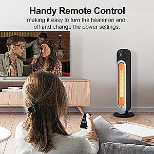 Uthfy 29 Inches Space Heater for Indoor Use Large Room, Electric Heater for Office, Room, Bedroom, Tower Space Heater Tall Ceramic Heater with Thermostat, Remote, Oscillation, UL Certified,12H Timer