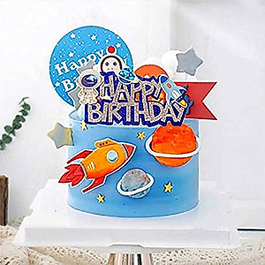 JeVenis Space Birthday Cake Topper Space Birthday Cake Decoration Space Cupcake Decoration Rocket Cake Decoration Astronaut Cake Decoration