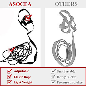ASOCEA Bird Parrot Harness Leash Adjustable Anti-Bite Flying Training Rope Pet Outdoor Traction Lead for Budgerigar Lovebird Cockatiel Mynah Small Birds - Black