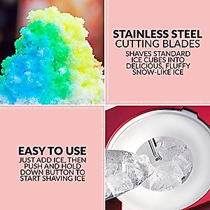Nostalgia Retro Table-Top Snow Cone Maker, Vintage Shaved Ice Machine Includes 1 Reusable Plastic Cup, Retro Red