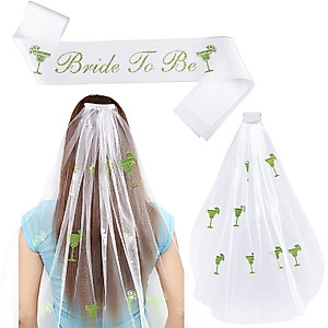 XunYee Margs and Matrimony Bachelorette Margarita Party Decoration Bride to Be Sash with Bachelorette Veil and Sash for Matrimony Bridal Shower Gift Wedding Supply