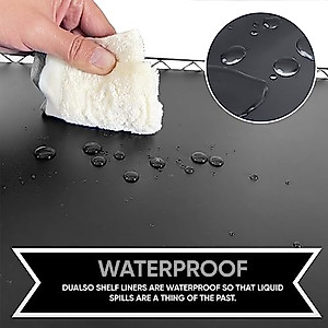 DUALSO Wire Shelf Liner Wire Rack Shelf Mat - Thick Wire Shelf Cover - Waterproof Plastic Shelf Liner, Metal Shelf Liner - Easy Use Wire Shelving Cover for Closet (Black, 14" X 24" (Set of 3))