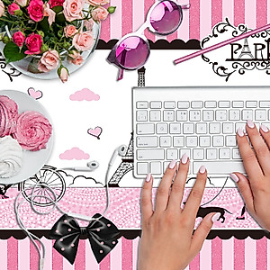 Irenare Paris Theme Tablecloth Paris Princess Theme Party Decorations Day in Paris Plastic Table Covers Table Decoration Ooh La La Pink Table Cloth for Girls Birthday Party Baby Shower (1 Piece)