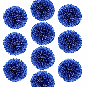 10pcs 12inch Paper Pom Poms Tissue Paper Flower Art Craft DIY Hanging Flower for Party Wedding Baby Shower Nursey Wall Decoration (12inch, Royal Blue)