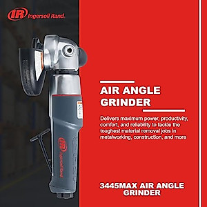 Ingersoll Rand 3445MAX Air Angle Grinder/Cutoff Tool, 4.5" Wheel, 12,000 rpm, 0.88 hp, 5/8"-11 Thread, Rear Exhaust