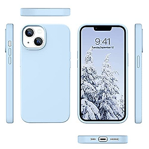 Telaso Compatible with iPhone 13 Case, Liquid Silicone Soft Gel Rubber iPhone 13 Phone Case Slim Fit Cover with Microfiber Lining Shockproof Protective Phone Cases for iPhone 13 6.1 inch, Baby Blue