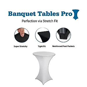 Banquet Tables Pro 30 Diameter x 42" Height White Spandex Highboy Table Cover
