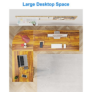 Teraves Reversible L Shaped Desk with Large Surface, 61 Inch Sturdy Corner Desk with Storage Shelves, Premium Office Computer Desk Workstation for Home Office Gaming