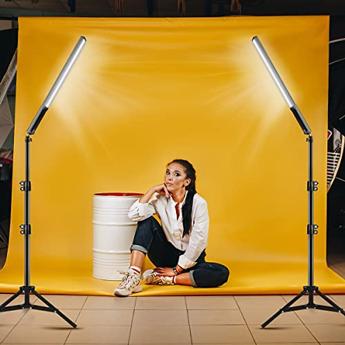 2 Pack RGB LED Video Light Wand Stick with Tripod,Hagibis Photography Studio Lighting Kits with Adjustable Light Stand&Remote Control 10 Color Modes,3200K-5600K