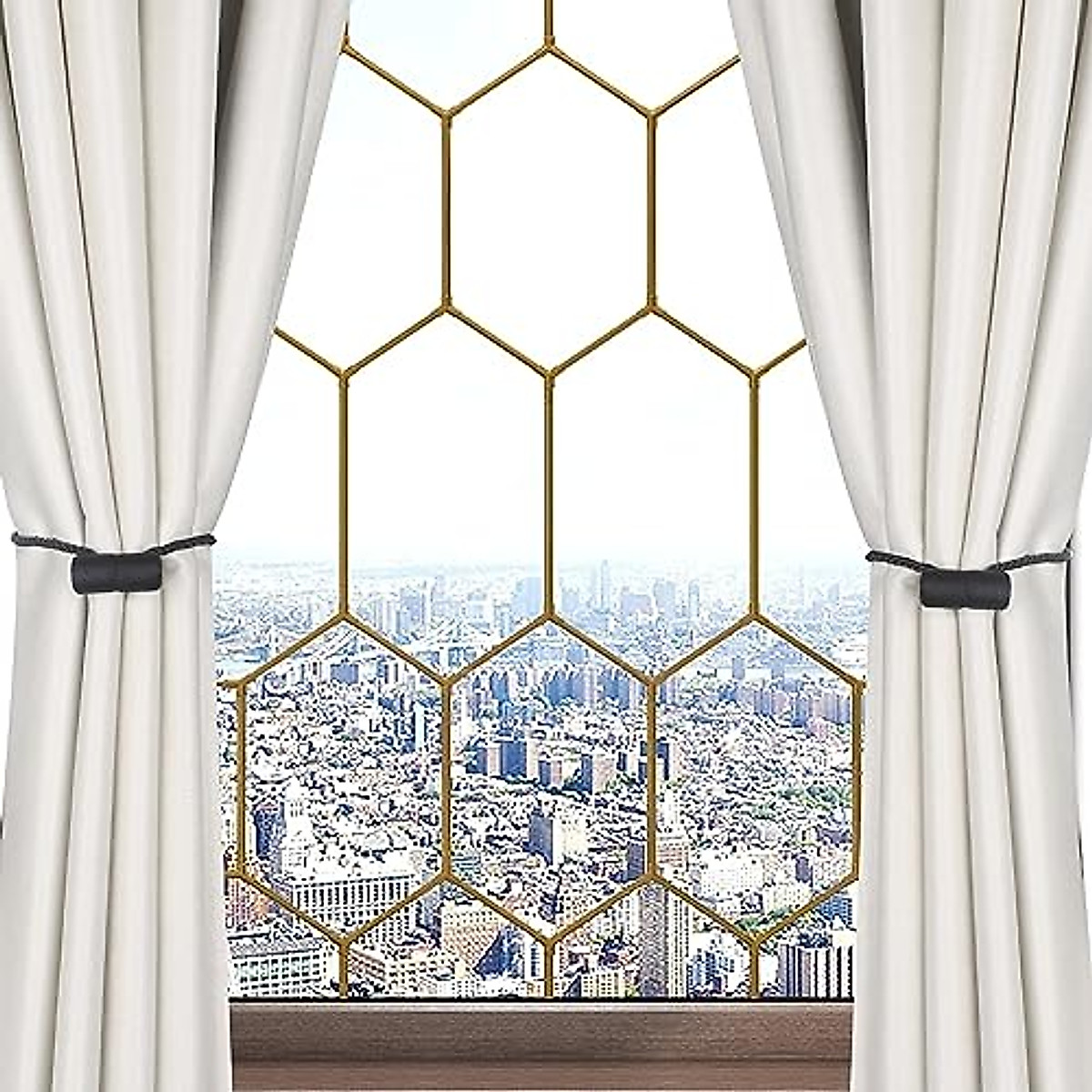 Groleca 4 Pack Magnetic Curtain Tiebacks Curtain Holdbacks Curtain Ties Outdoor Curtain Tiebacks Modern Rope Tiebacks Drapery Holdbacks Tie Backs for Curtains (Black, 4)