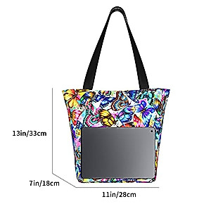 Tote Bag For Women Butterfly Tote Bag Large Capacity Butterfly Shoulder Handbag For School Work Travel With Inner Pockets