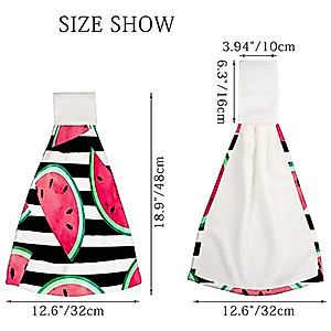 Hanging Hand Towel with Loop 1PCS Watermelon Slices Pink Super Soft Polyester Absorbent for Bathroom Laundry Room Kitchen 12.6 x 18.9 Inches