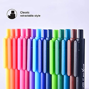 ParKoo Retractable Gel Ink Pens: 14 Assorted Colors 0.7mm Fine Point Tip Pen, Quick Dry Ink Smooth Writing Pens for Journaling Drawing Note Taking Sketching No Bleed & Smear