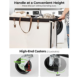 StorageWorks 200L Laundry Sorter 2 Section, Laundry Hamper with Wheels, Extra Large Laundry Basket for Clothes, Towel, Blanket, Rolling Laundry Cart for Laundry Room Organization, Beige, 1-Pack