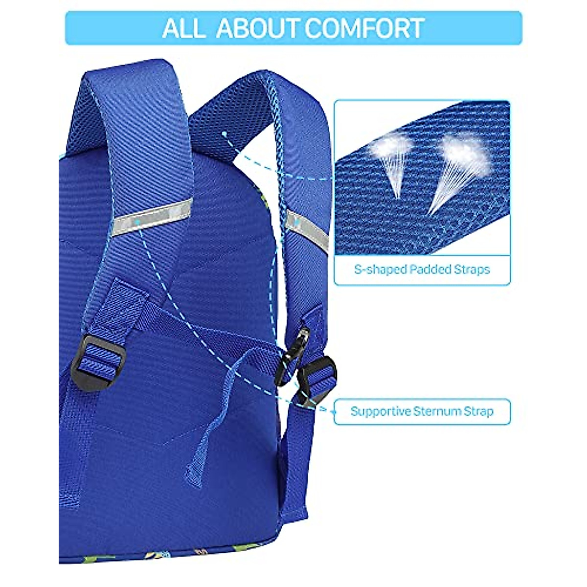 Bagseri Toddler Backpack, Dinosaur Backpack for Boys, Lightweight Kids Backpack Daycare Bag Preschool Backpack, 12 Inch (Cute Dinosaur, Blue)