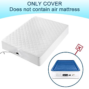 Antranfour Twin Mattress Pad Cover for Air Mattress, with Opening for Pump, Inflatable Without Removal,Fitted Sheet Full with Elastic Loop Hem,Deep up to 24"