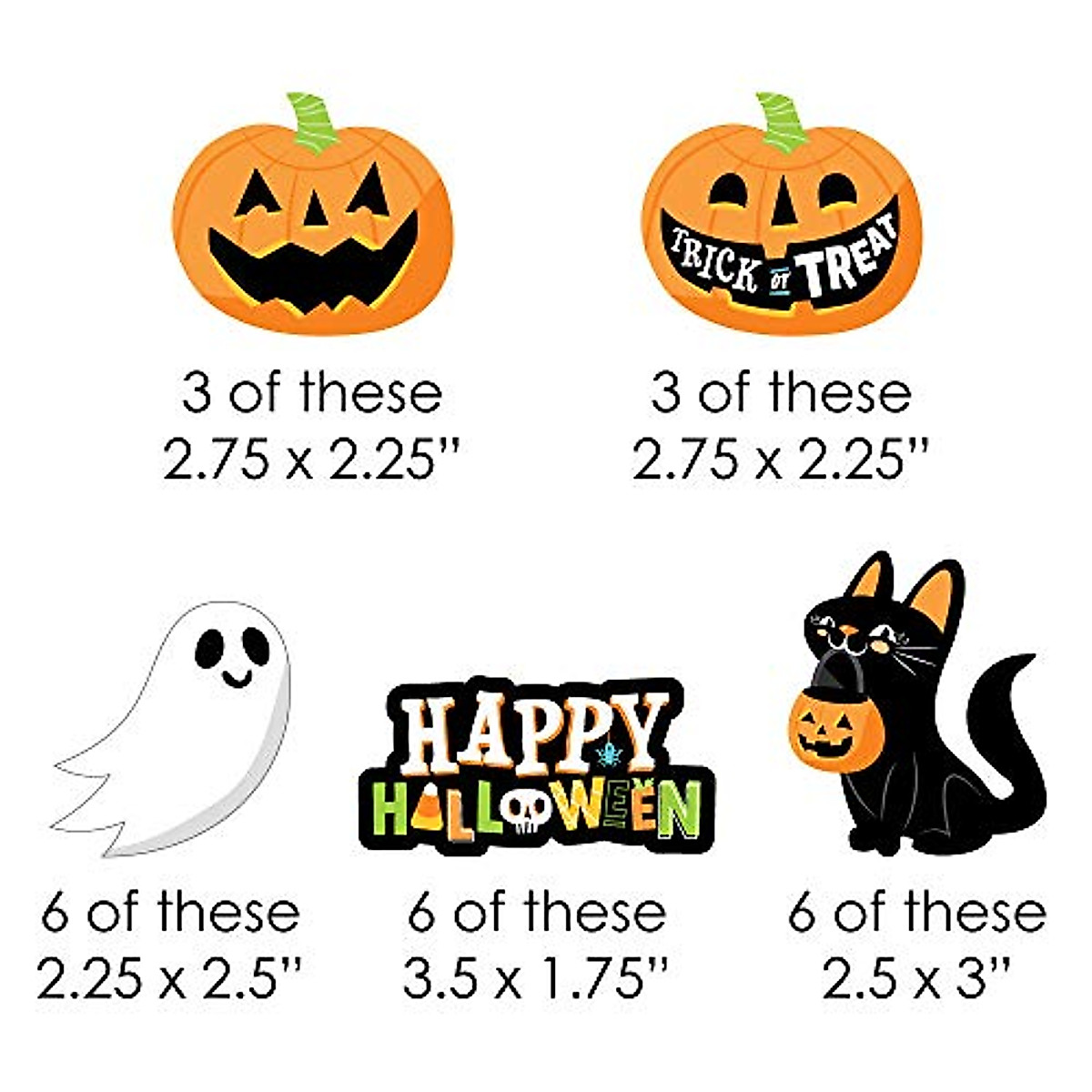 Big Dot of Happiness Jack-O'-Lantern Halloween - Paper Straw Decor - Kids Halloween Party Striped Decorative Straws - Set of 24