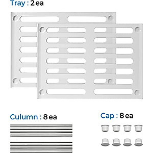 carrotez Kitchen Cabinet Organizer, Cabinet Shelves and Storage, Pantry Storage Shelf Organizer, Kitchen Counter Shelf, Cupboard, Under Sink, Stackable, Expandable, Set of 2, White