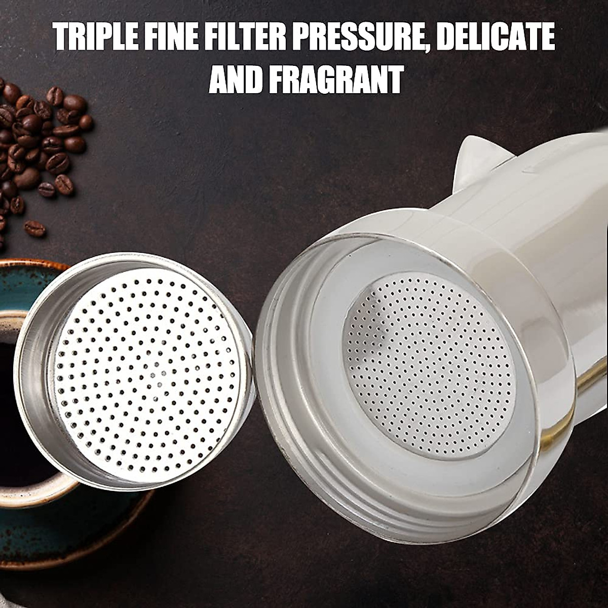 Bewinner Mini Stovetop Coffee Makers, 200ml Stainless Steel Moka Pot for Home Office Stovetop Espresso Coffee Maker with Safety Valve,Food Grade Stainless Steel(200ml)