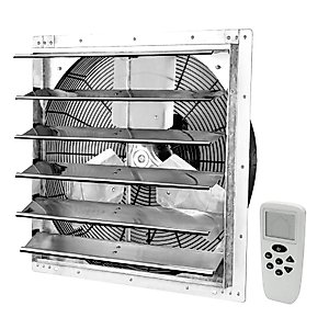 iLIVING 20" Shutter Exhaust Fan with Wireless Smart Remote Controlled Thermostat and Humidity, Variable Speed Wall Mounted Attic Vent Fan, Chicken Coop Ventilation, 3368 CFM, 5000 SQF Coverage Area