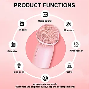Aokeo Wireless Microphones Bluetooth Speaker, Wireless Karaoke Mic for Kids Children Mic for Singing Portable Karaoke Machine Mic,Home Birthday Party(Pink)