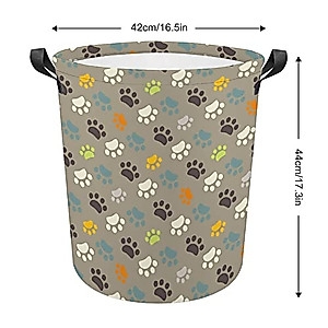 Paw Print Large Laundry Basket Hamper Bag Washing with Handles for College Dorm Portable