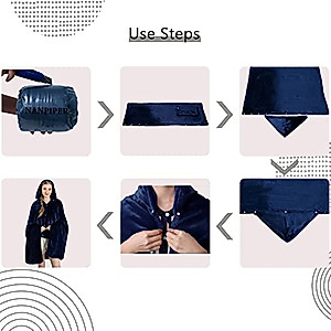 NANPIPER Wearable Blanket,Oversized Hoodie Blankets for Women,Soft Fuzzy Throw,Warm Plush Fleece Microfiber, 65"x80" Navy Blue
